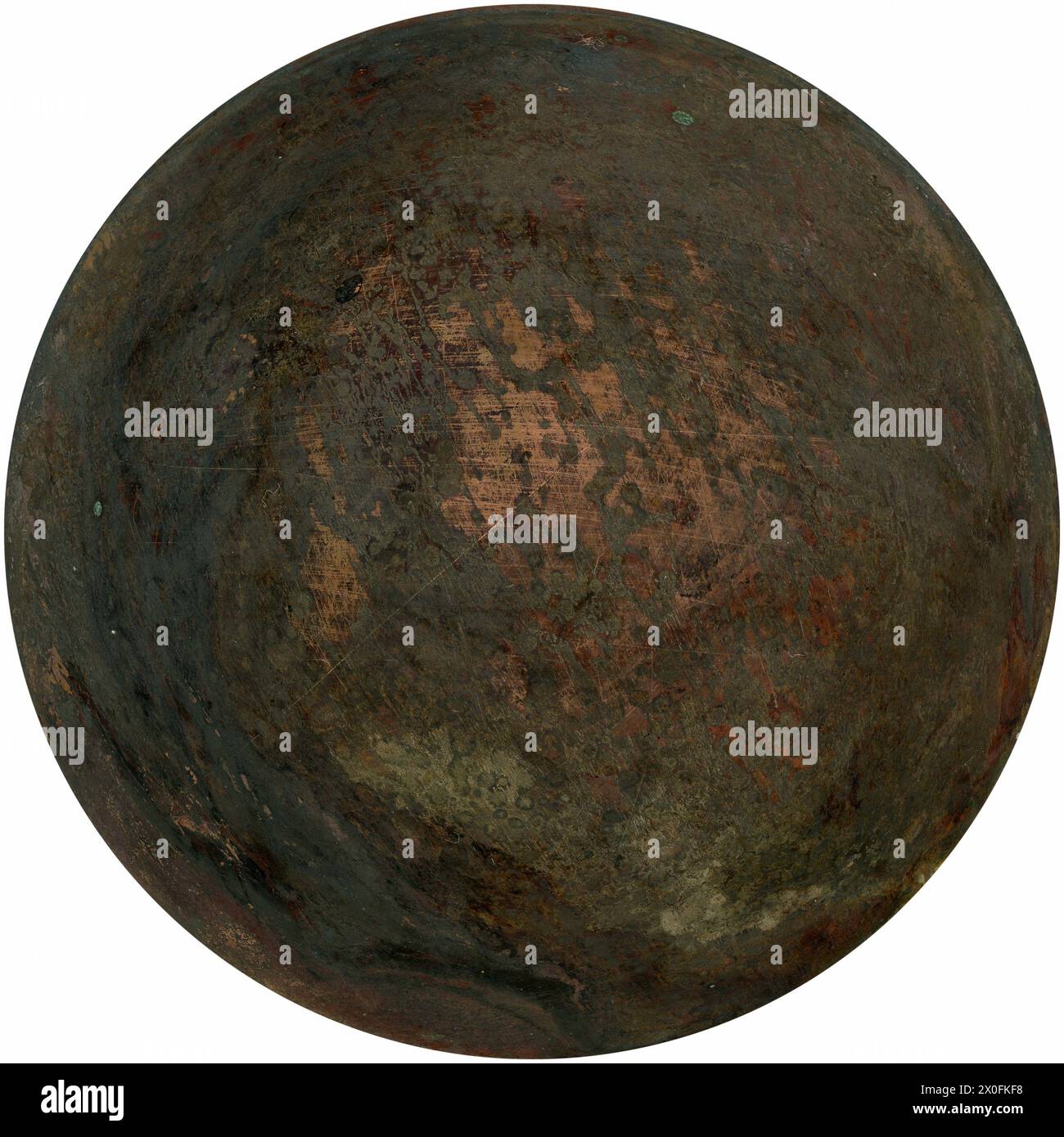 rusted weathered metal sphere isolated over white background Stock ...