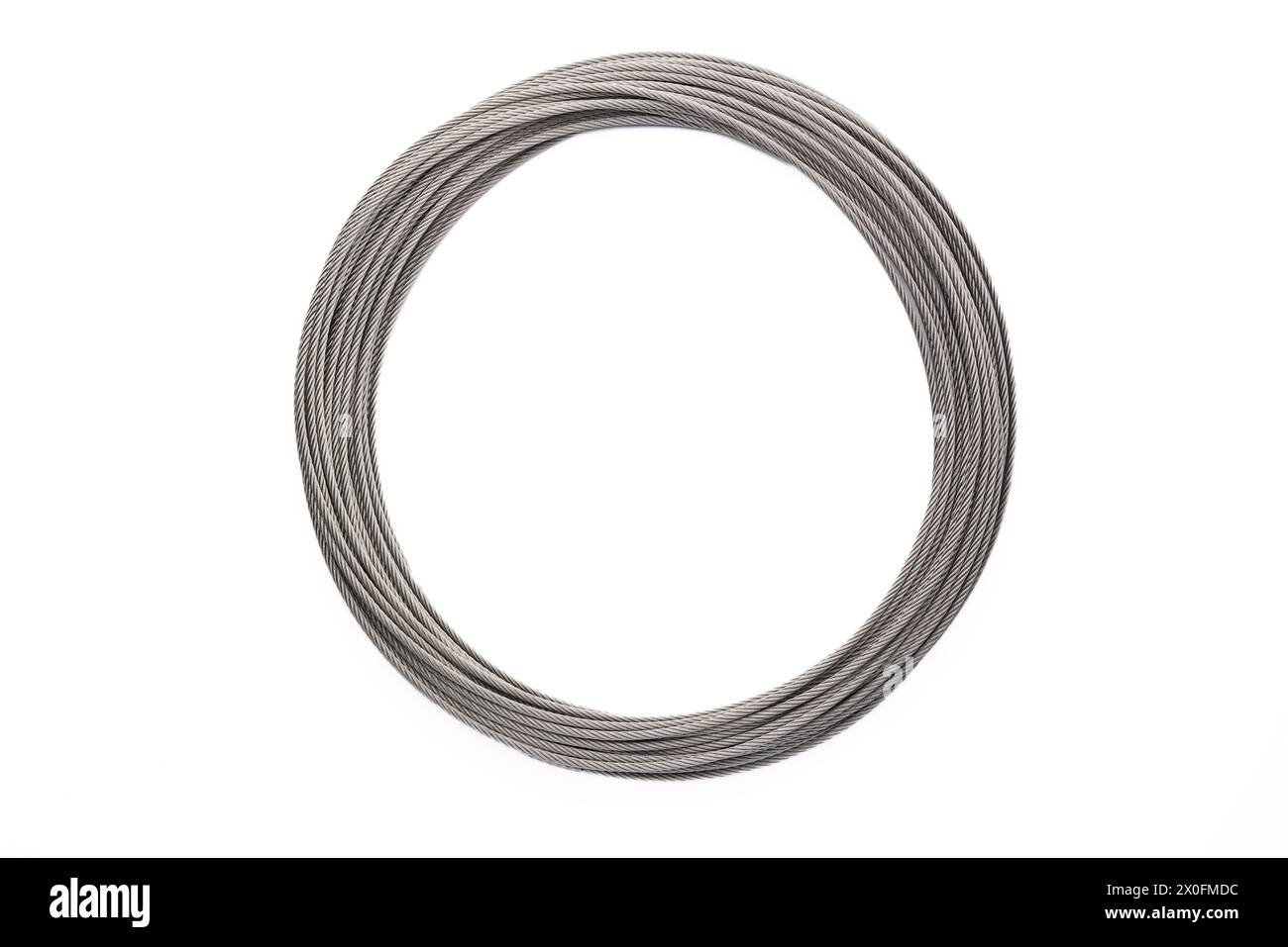 Metal rope technology steel cable isolated on white background Stock ...