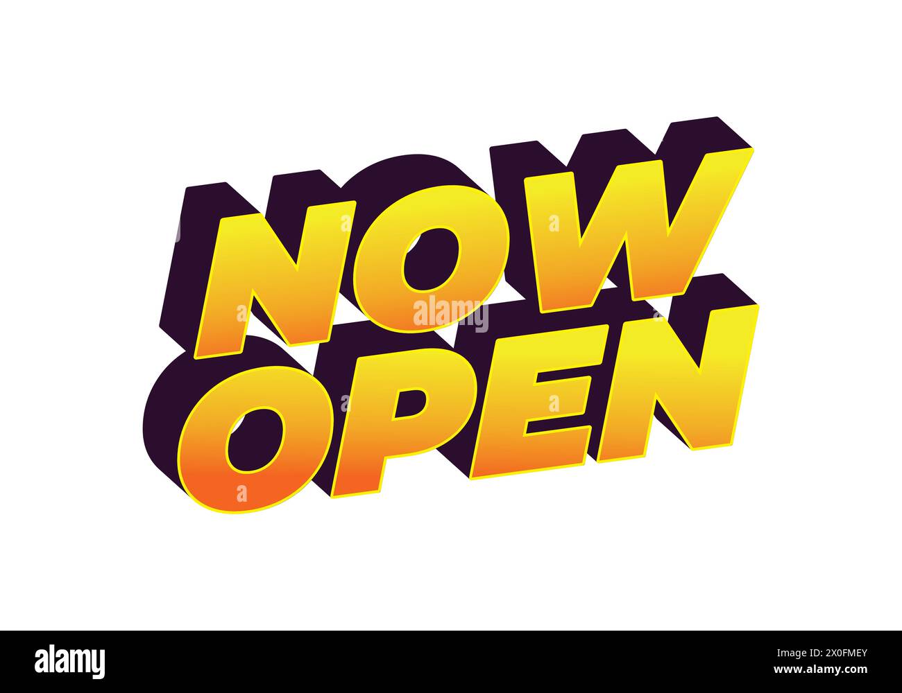 Now open. Text effect design in 3d look with eye catching colors Stock ...