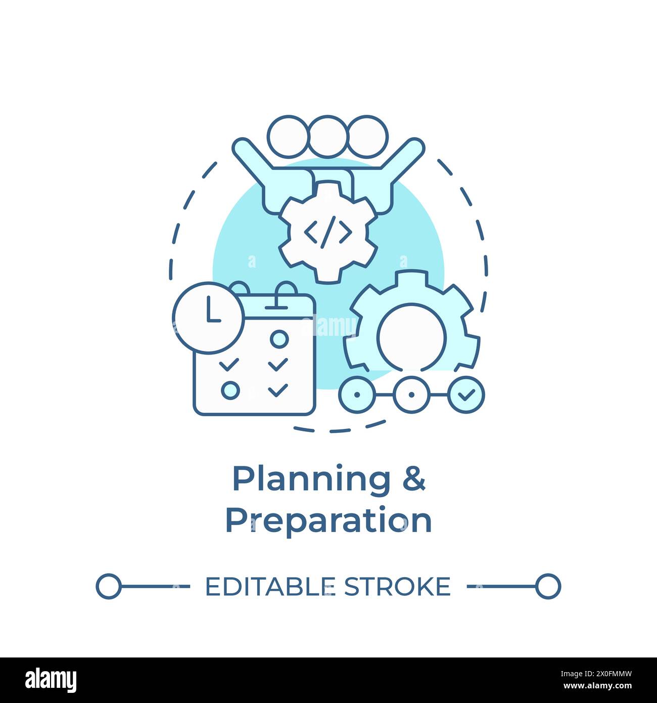 Planning and preparation soft blue concept icon Stock Vector Image ...