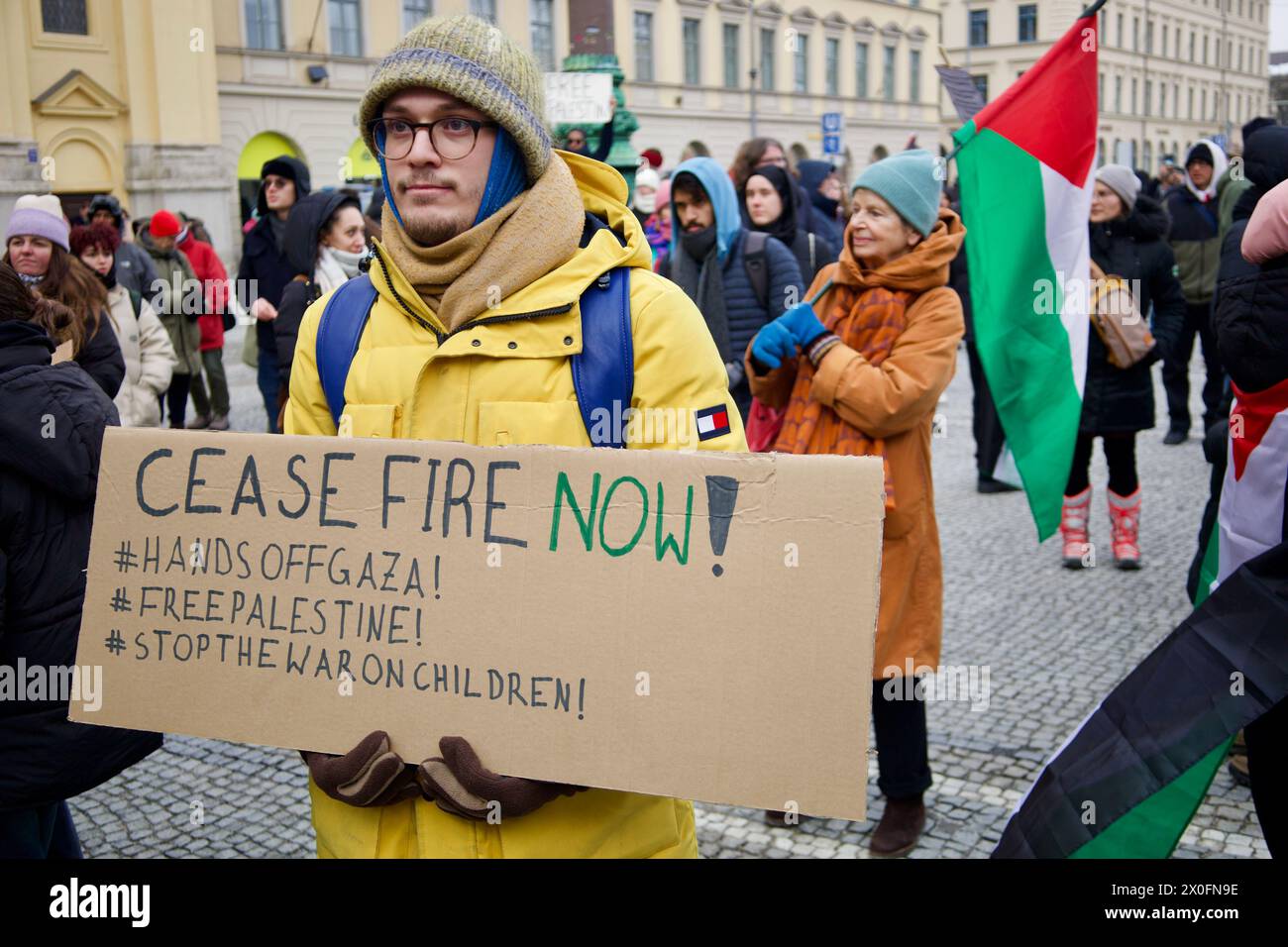 Munich, January 13, 2024. Pro-Palestine Demo where hundreds of people ...