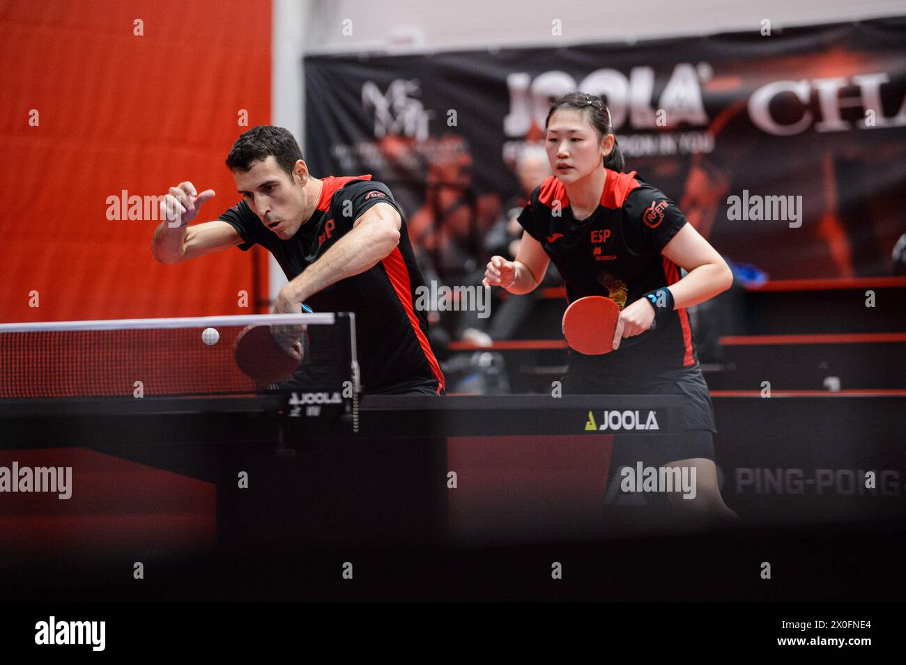 Alvaro ROBLES, Maria XIAO during World Mixed Doubles Olympics Qualification, on April 11, 2024 ...