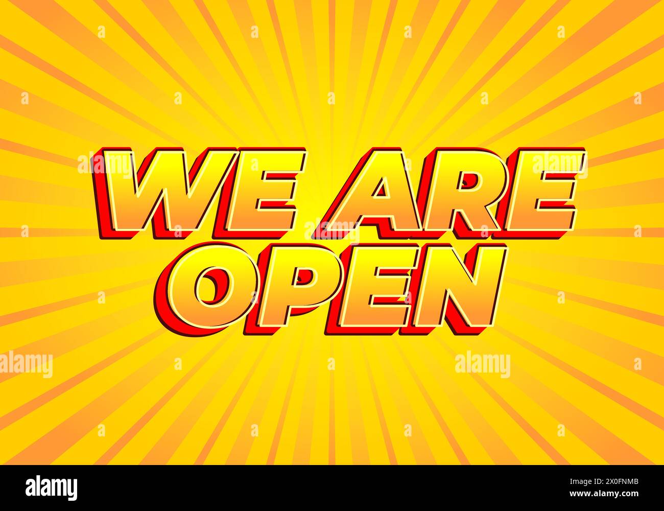 We are open. Text effect design in 3D look effect with eye catching ...