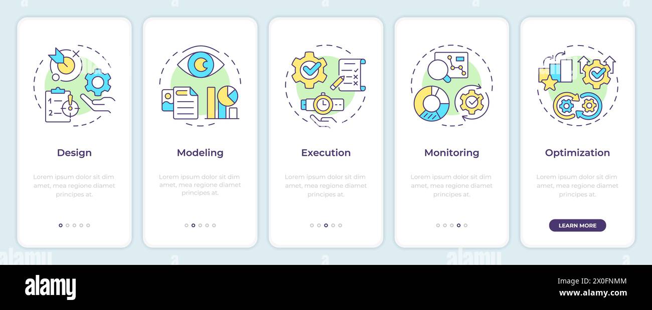 Bpm Lifecycle Onboarding Mobile App Screen Stock Vector Image And Art Alamy