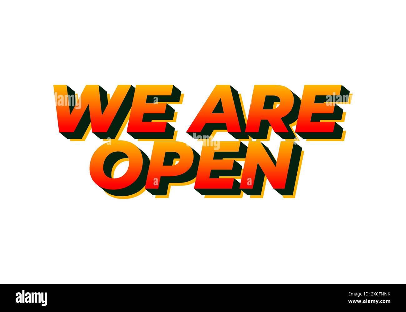We are open. Text effect design in 3D look effect with eye catching ...