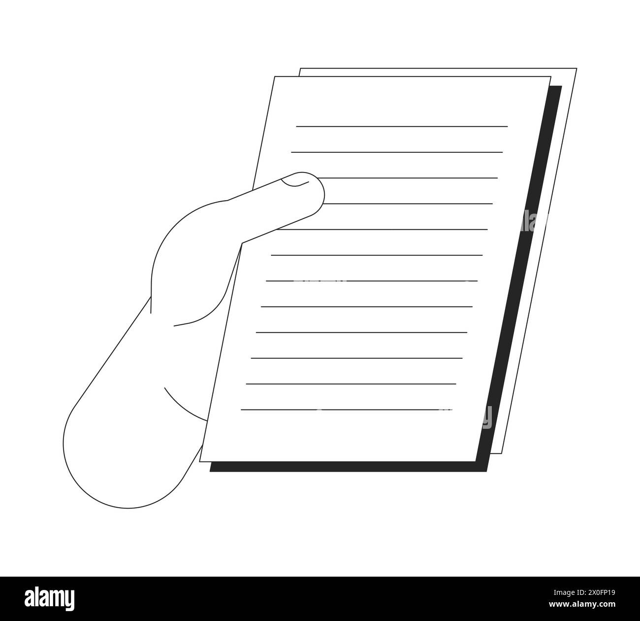 Holding paperwork cartoon human hand outline illustration Stock Vector ...