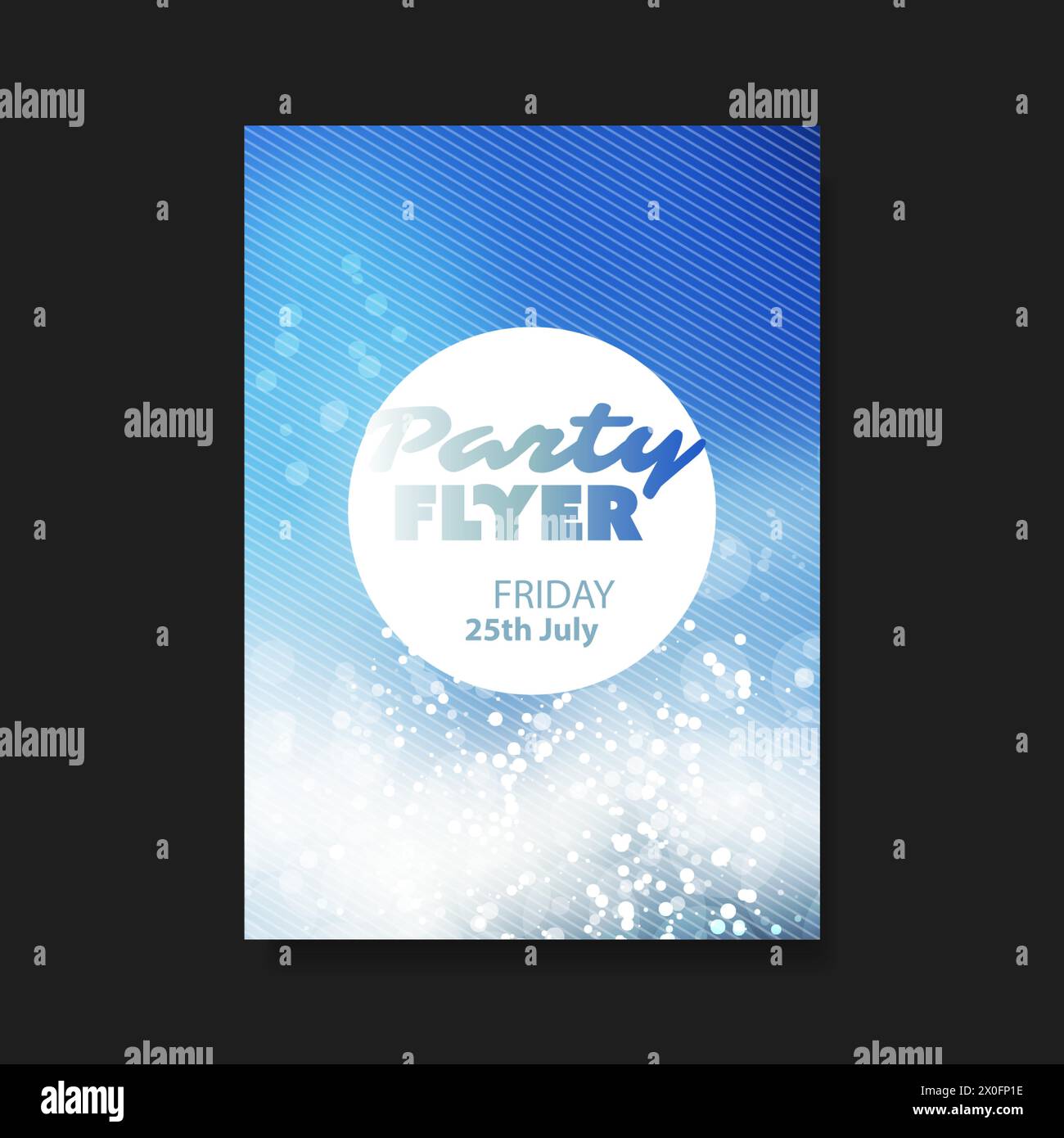 Blue Party Flyer or Cover Design with Blurred, Sparkling, Bubbly ...