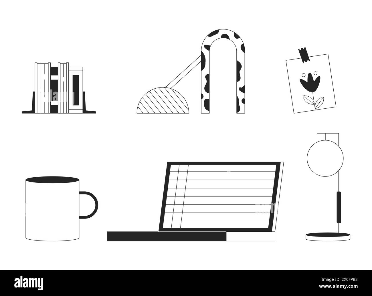 Domestic life details black and white 2D line cartoon objects set Stock Vector Image & Art - Alamy