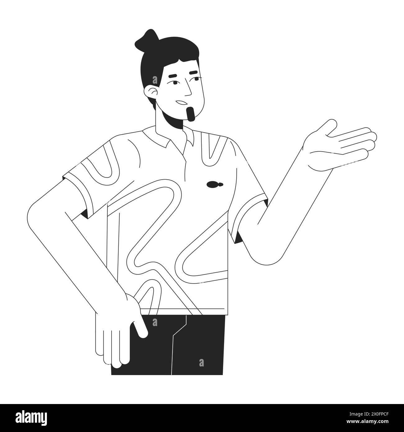 Caucasian guy making suggestion black and white 2D line cartoon character Stock Vector Image ...