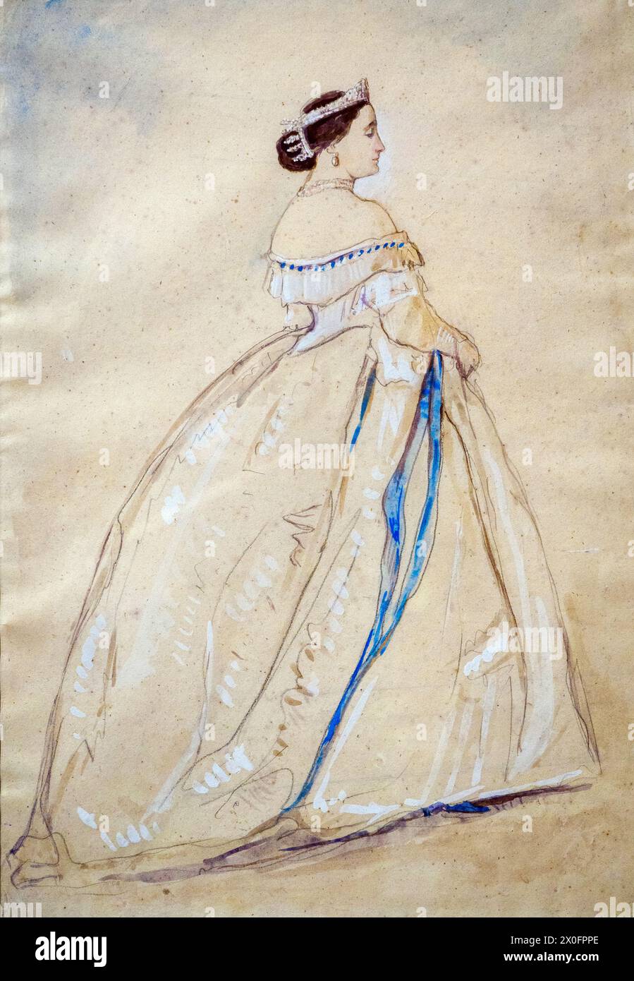 Matilde Bonaparte by Thomas Cpiture (1815-1879) - watercolour, 1856 ca. - Museo Napoleonico di ...