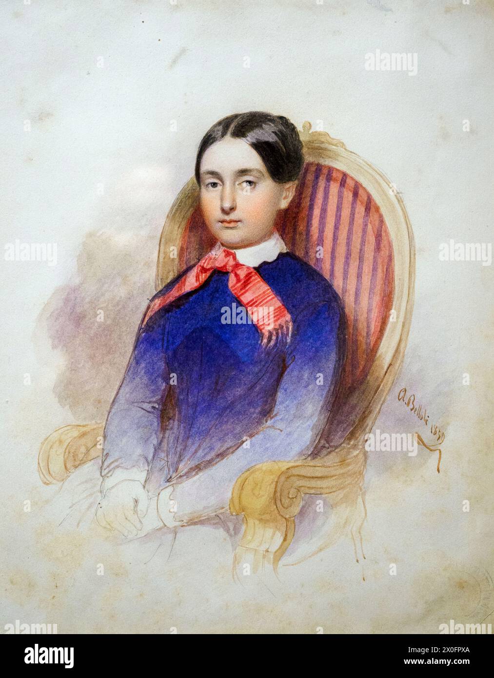 Augusta Amalia Bonaparte by Andrea Belloli (1822-1881) - watercolour on ...