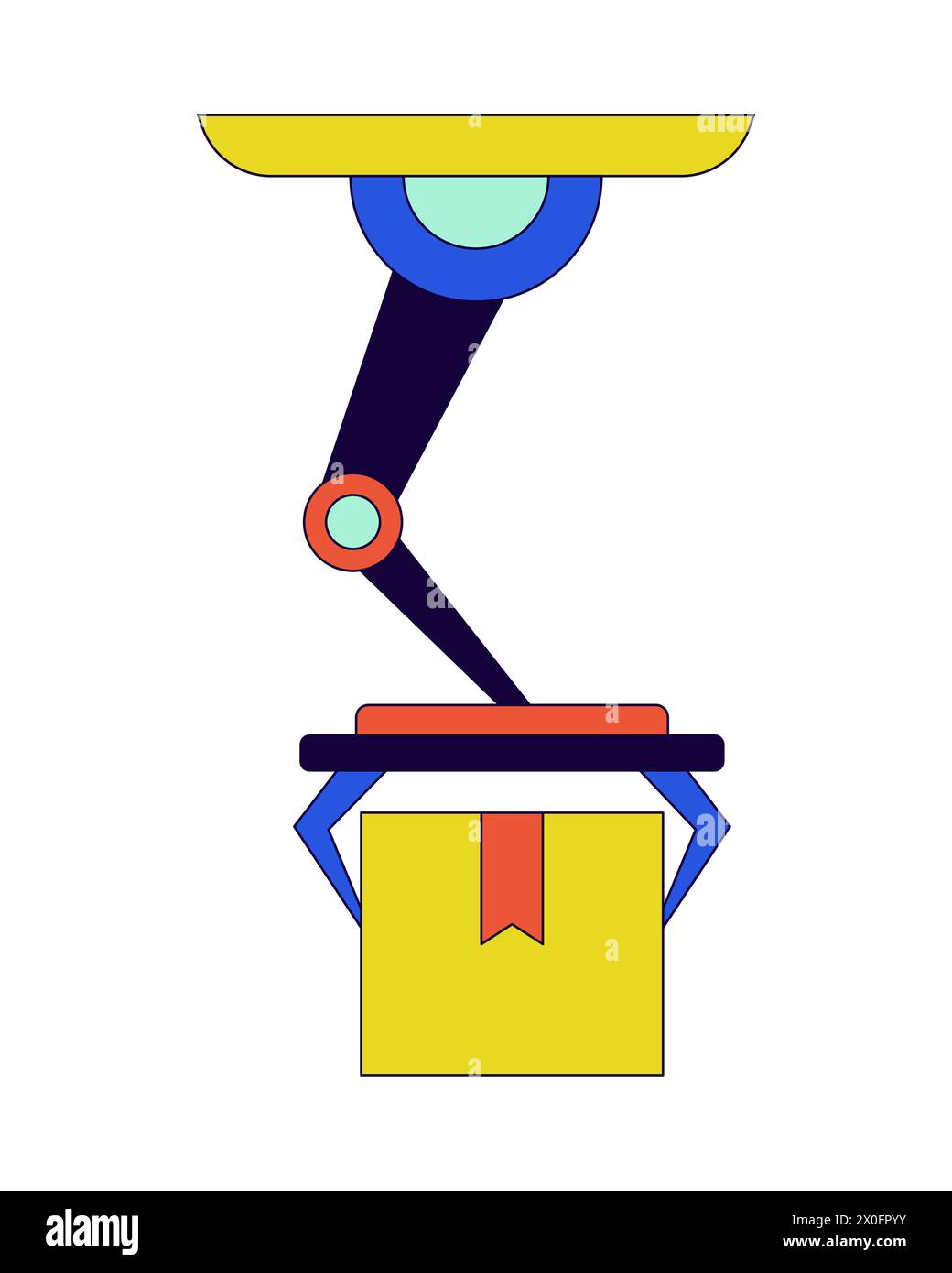 Robotic arm holding package 2D linear cartoon object Stock Vector Image ...