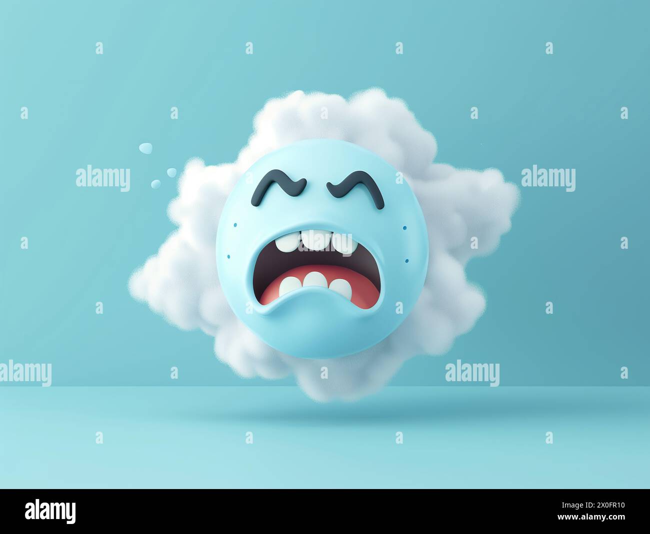 Smilie face angry cloud emoji 3d render happy Stock Photo - Alamy