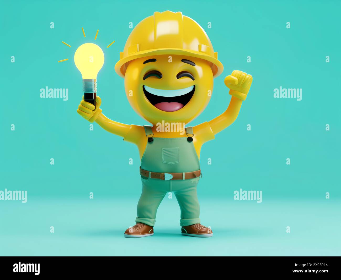 Smilie face emoji engineer 3d render happy Stock Photo - Alamy