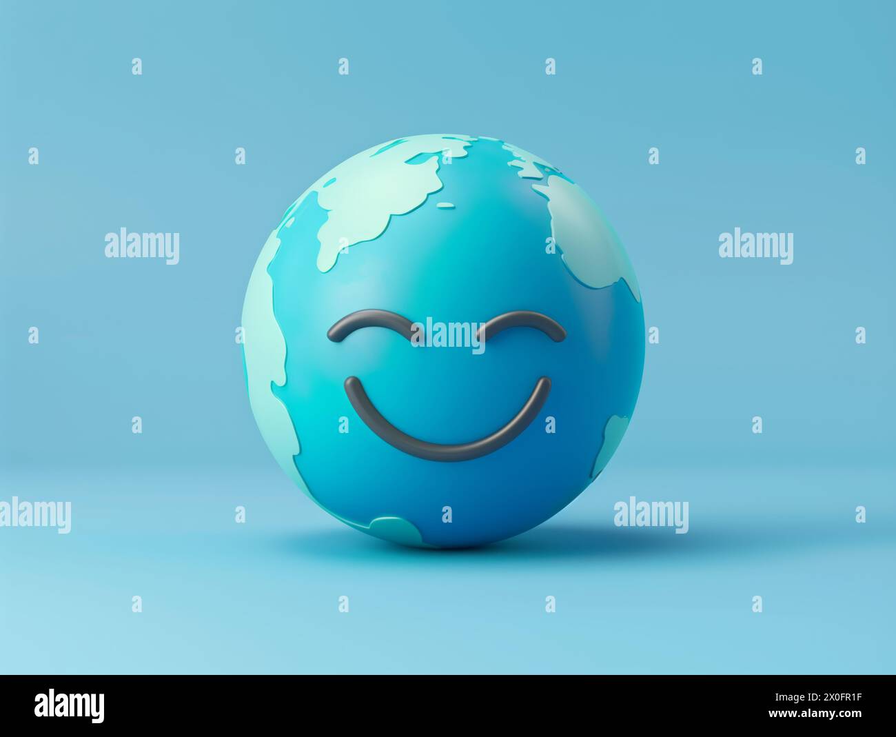 Smilie face earth globe icon emoji 3d render happy Stock Photo - Alamy