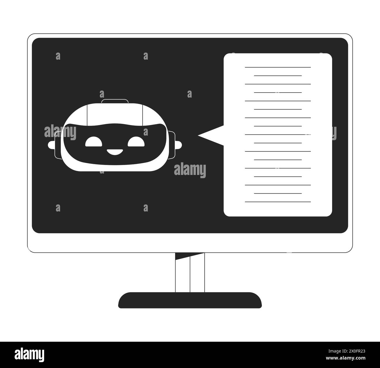 Chatbot Ai Computer Display Black And White 2d Line Cartoon Object Stock Vector Image And Art Alamy