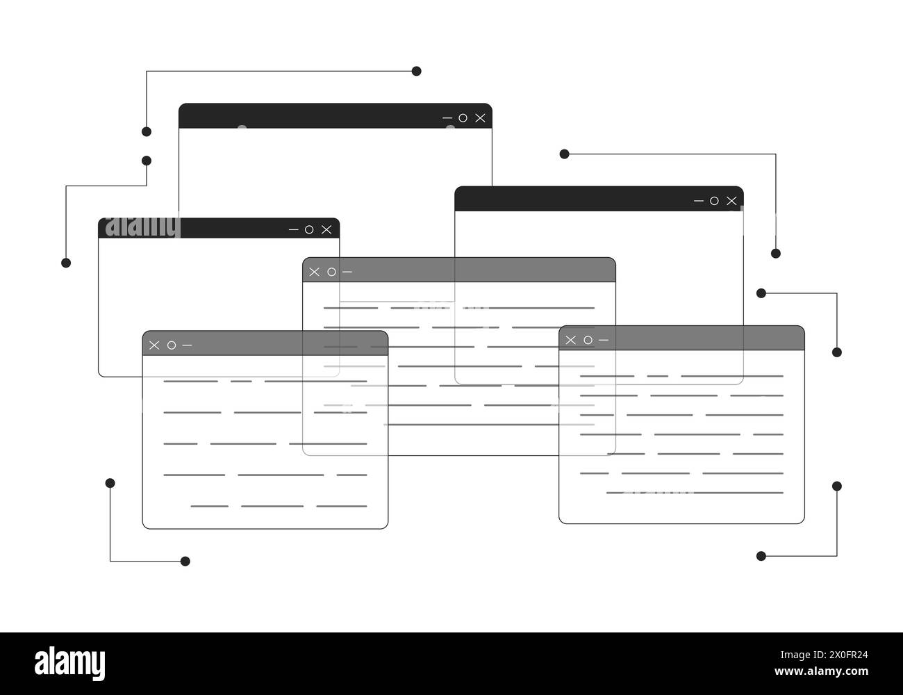 Programming Webpages Black And White 2d Line Cartoon Object Stock