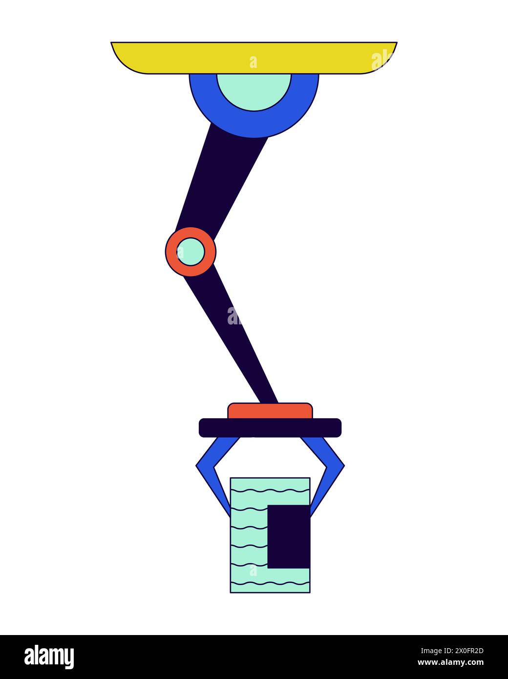 Robotic Arm Holding Aluminum Can 2d Linear Cartoon Object Stock Vector