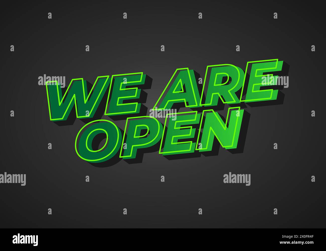 We are open. Text effect design in 3D look effect with eye catching ...