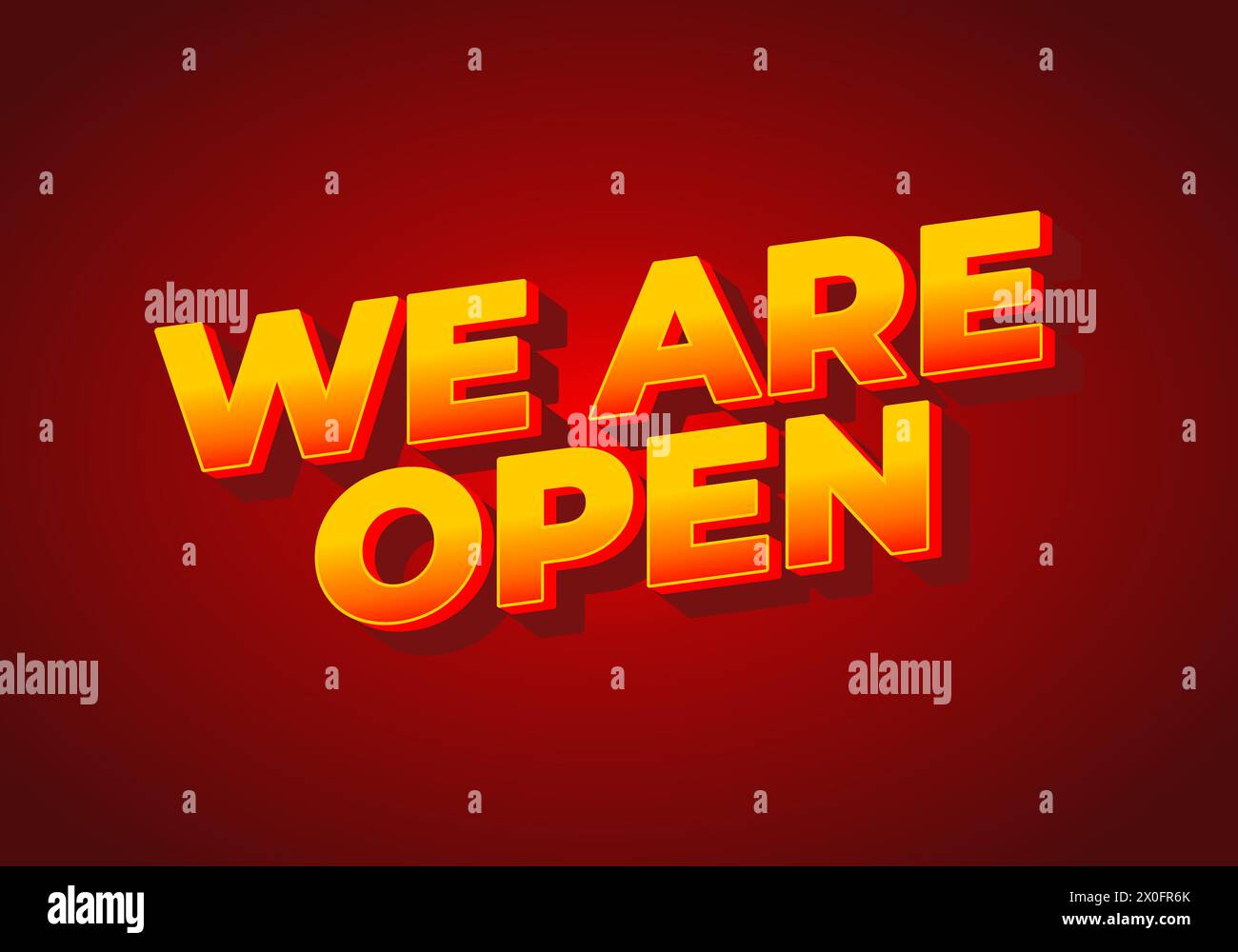 We are open. Text effect design in 3D look effect with eye catching ...
