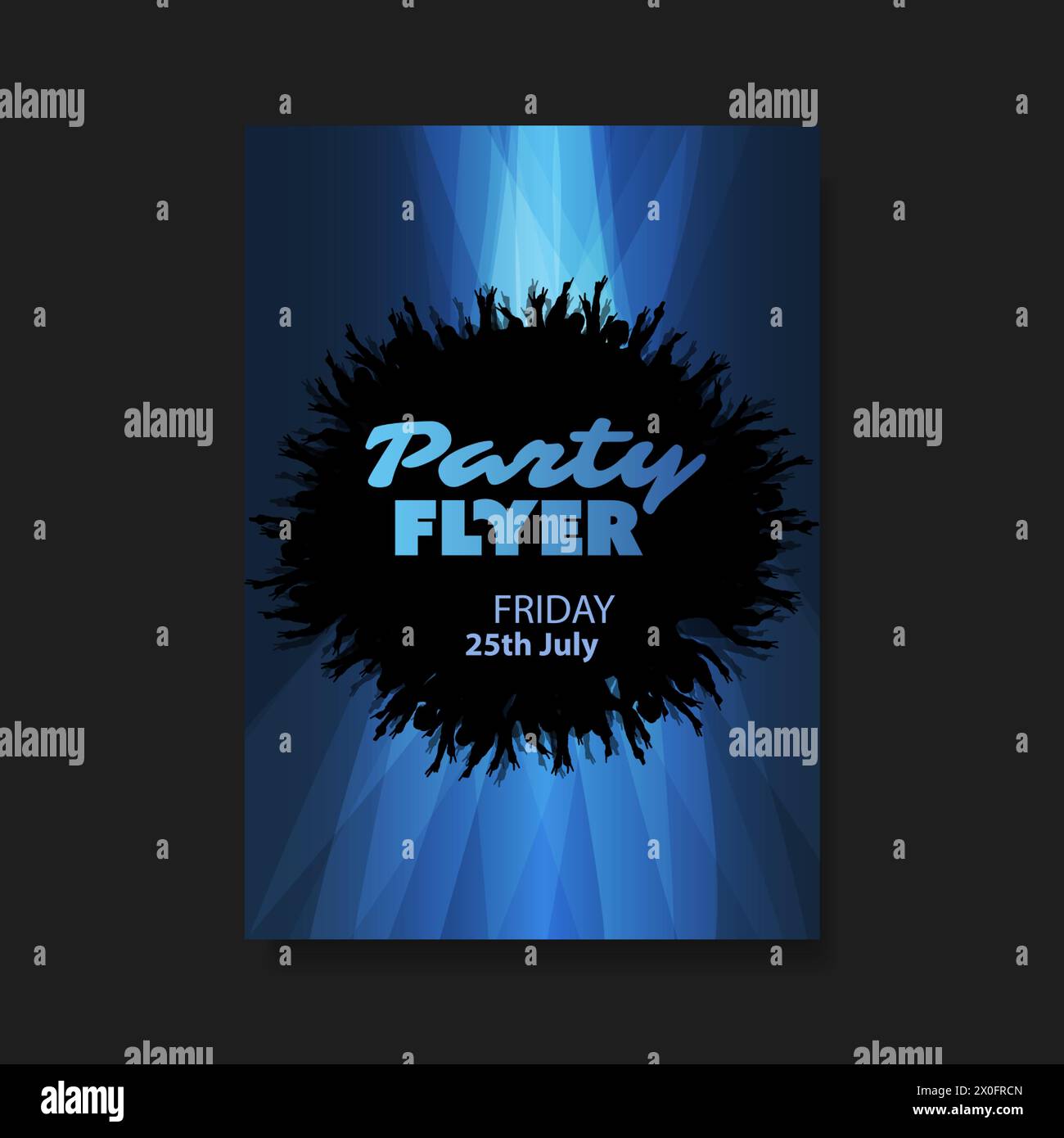 Dark Blue Party Flyer or Cover Design with Blurred, Abstract Wavy ...