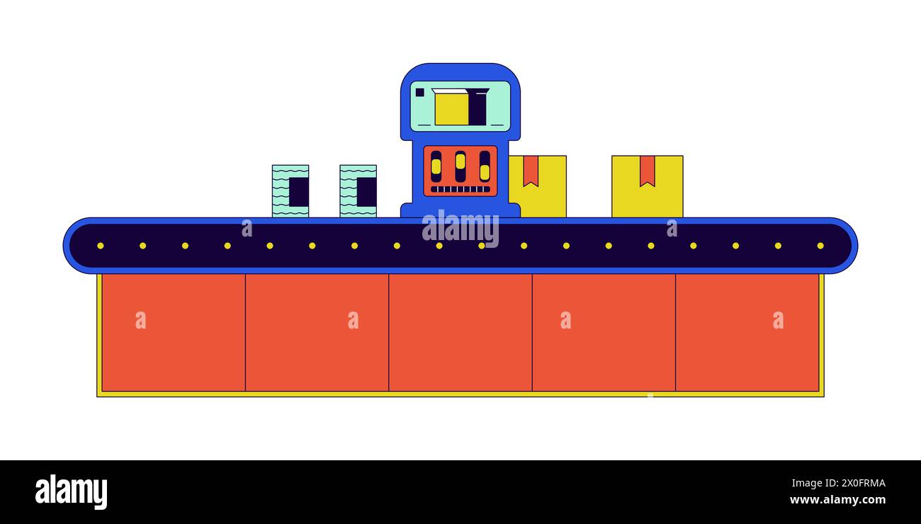 Production assembly line 2D linear cartoon object Stock Vector Image ...