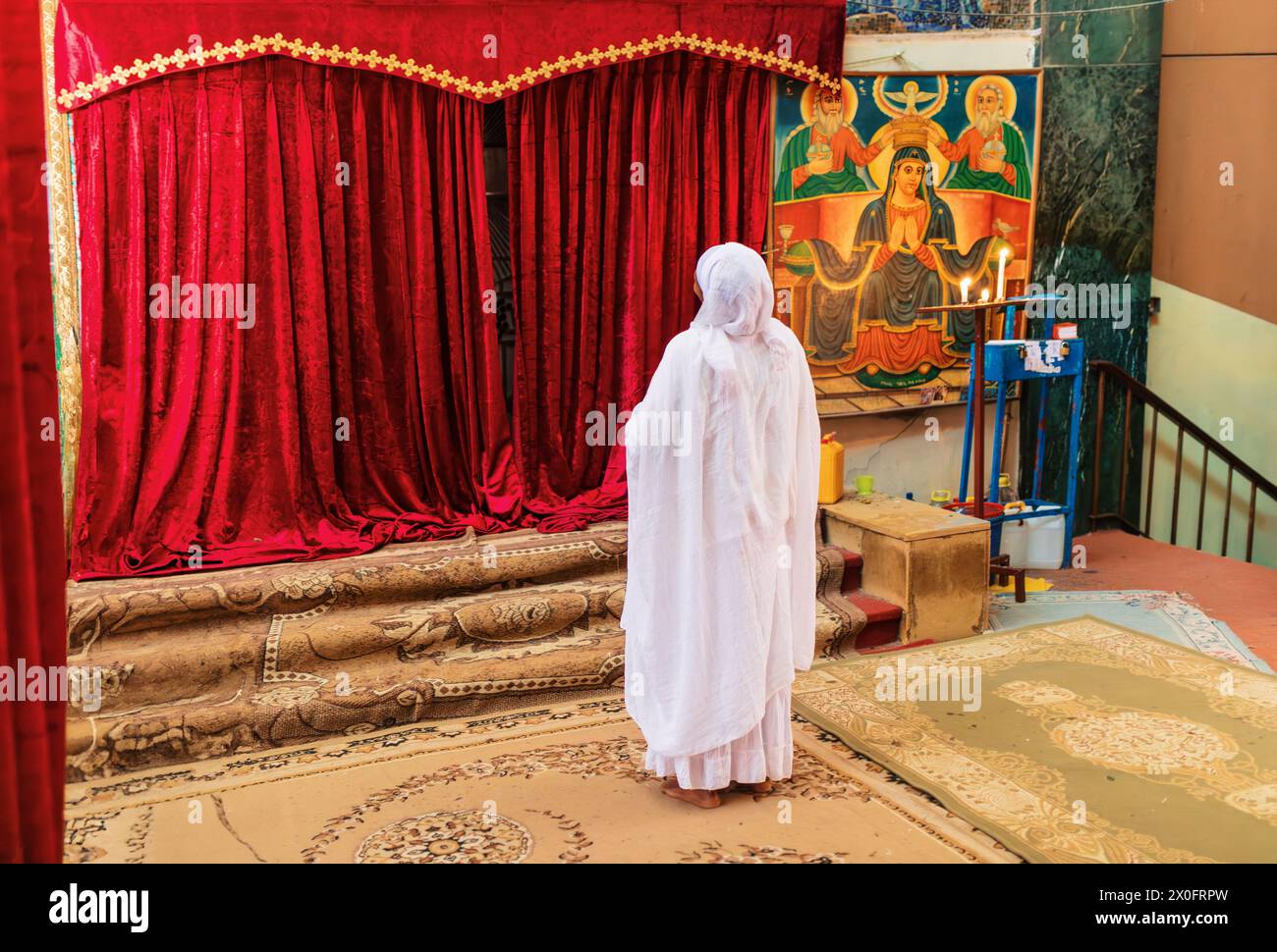 Interior of Debre Libanos, monastery in Ethiopia, lying northwest of ...