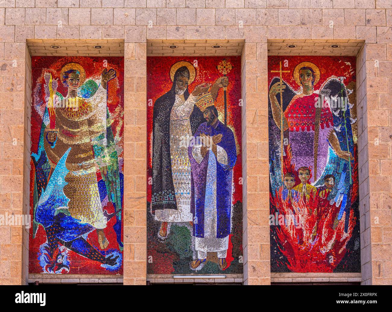 Interior of Debre Libanos, monastery in Ethiopia, lying northwest of ...