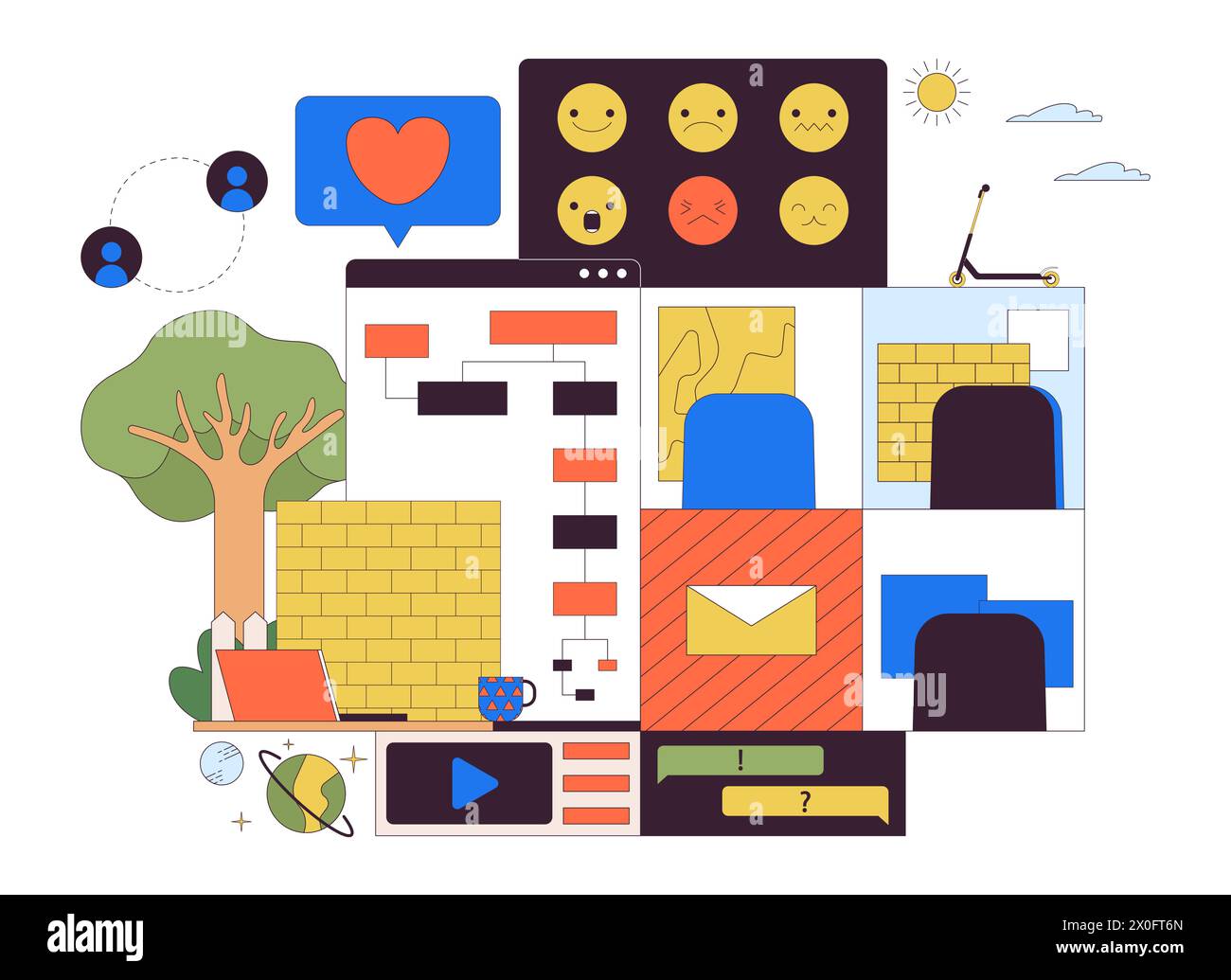 Web development 2D linear illustration concept Stock Vector Image & Art ...