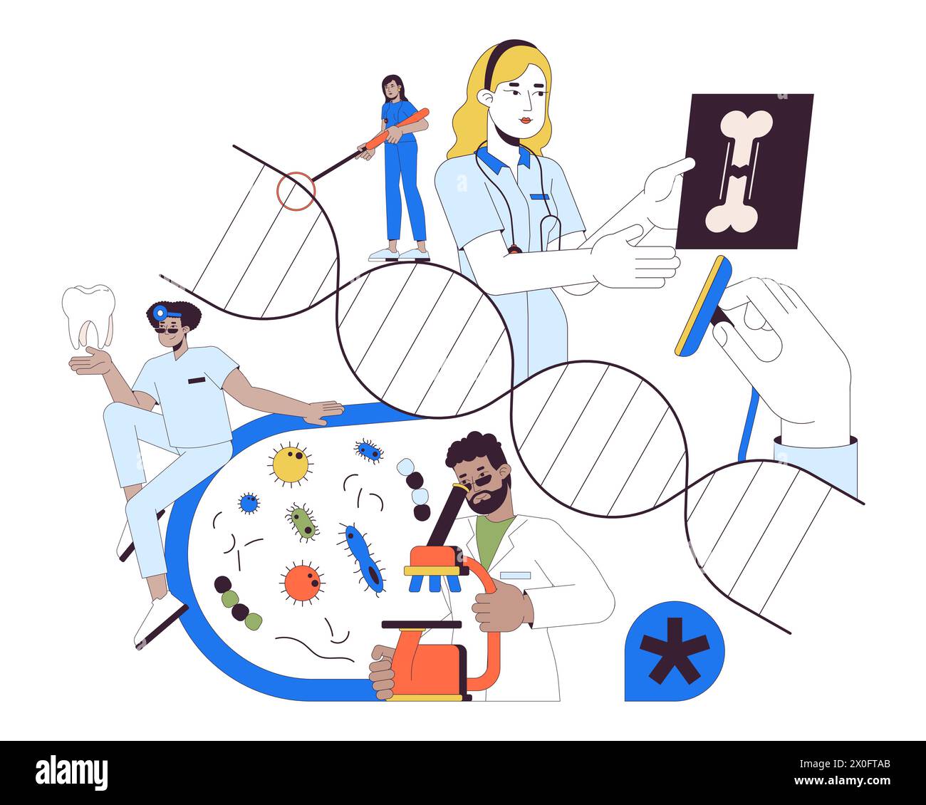 Medical care services 2D linear illustration concept Stock Vector Image ...