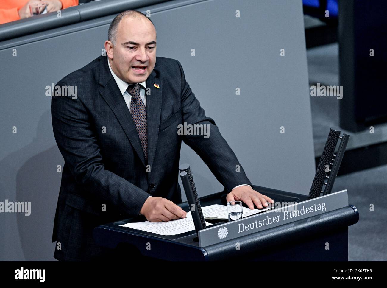 Berlin, Germany. 12th Apr, 2024. Steffen Janich (AfD) speaks during the ...