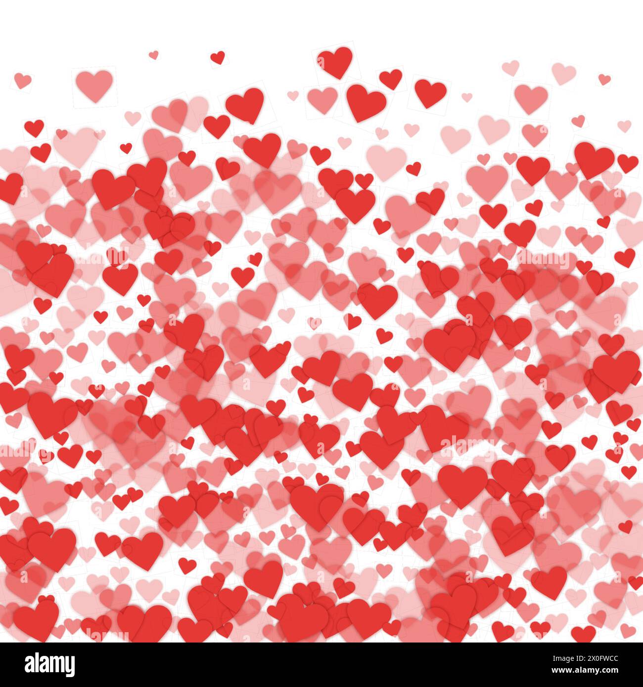 Flying hearts for valentine's day. Red hearts scattered on white ...