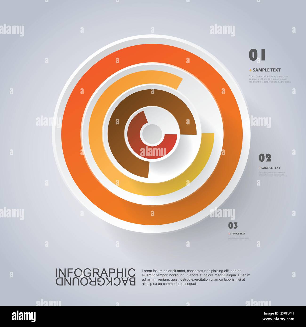 Colorful Circular Round Concentric 3D Shape - Red, Orange and Brown ...