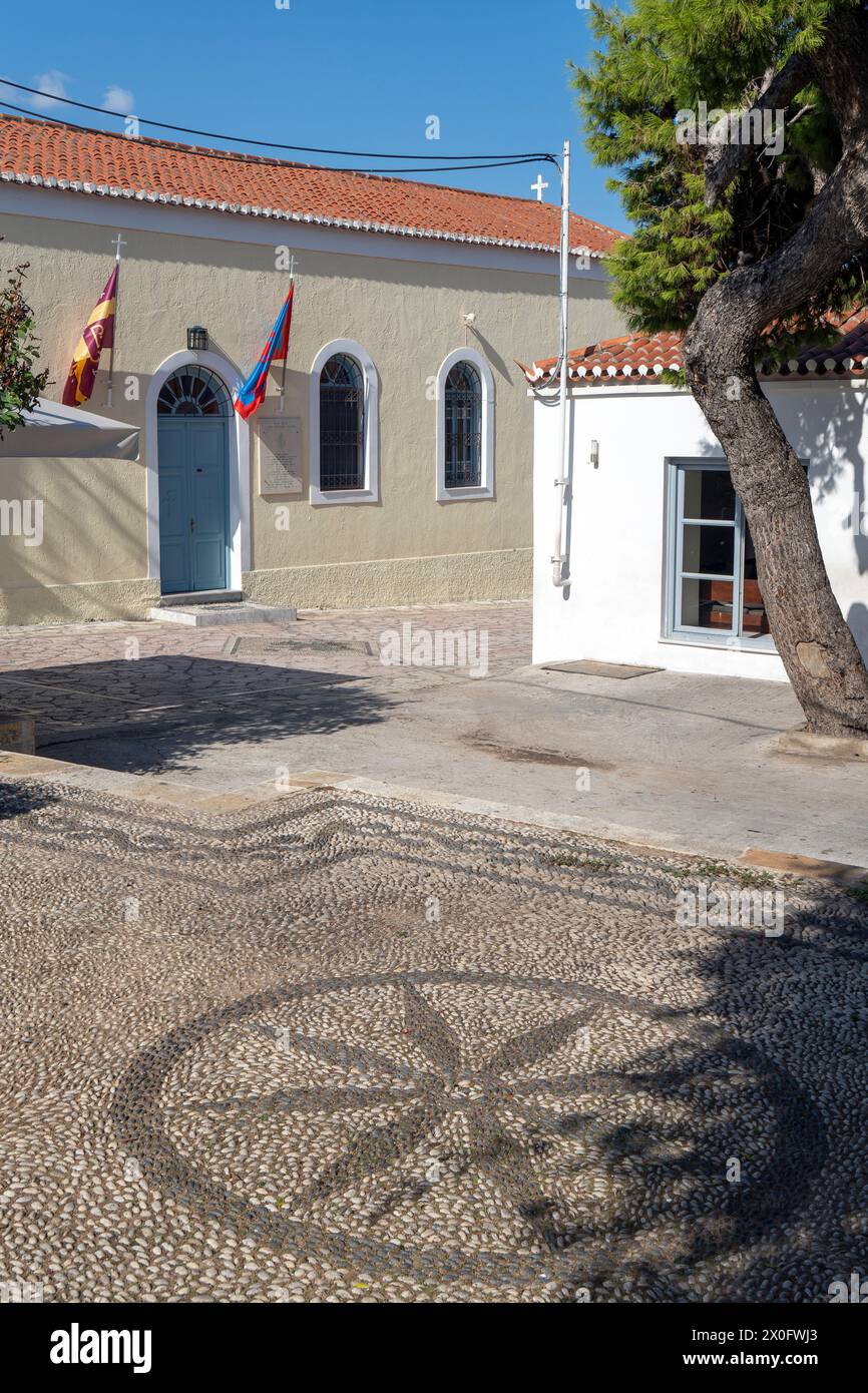 The church of Saint Nicholas (Agios Nikolaos), with its cobbled ...