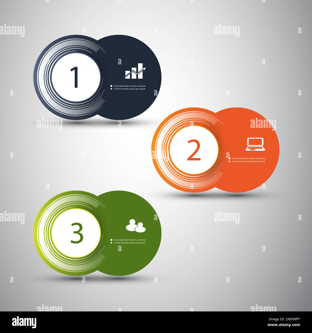 Infographic Design - Set of Colorful Numbered Round Labels in Editable ...