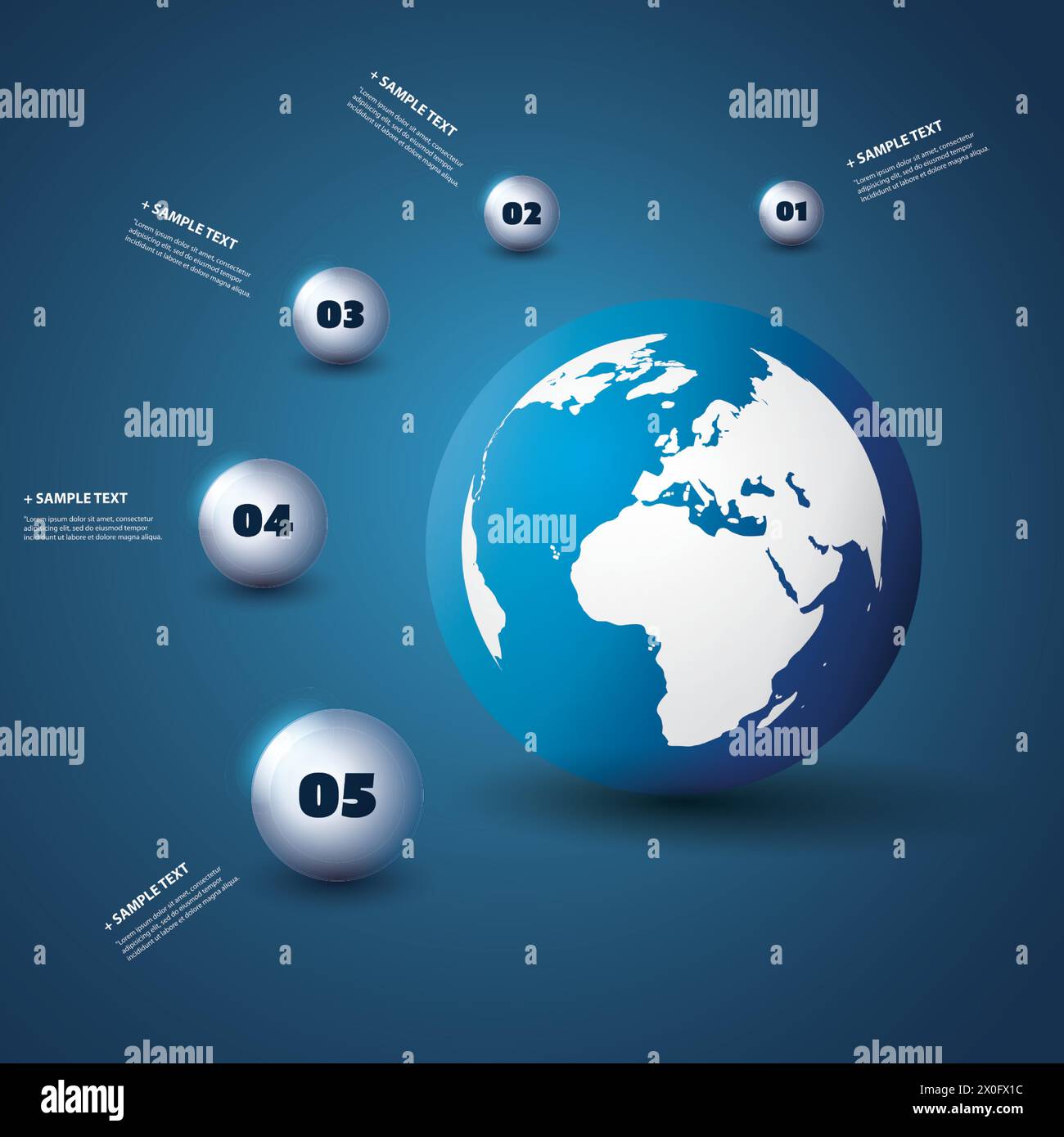 Modern Business Infographic Template with Earth Globe and Numbered ...