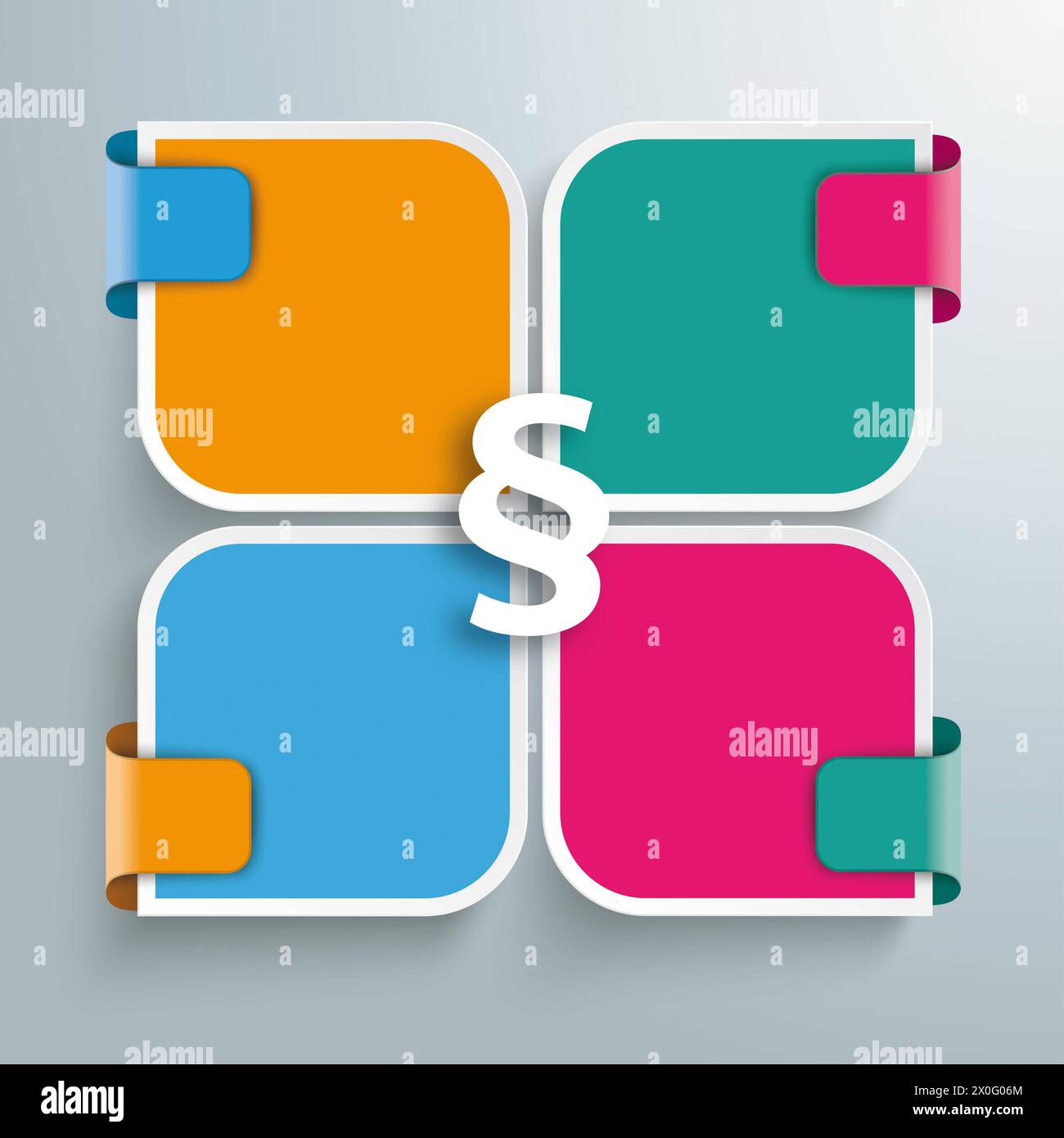 Round Colored Quadrates Template 4 Markers Infographic Paragraph ...