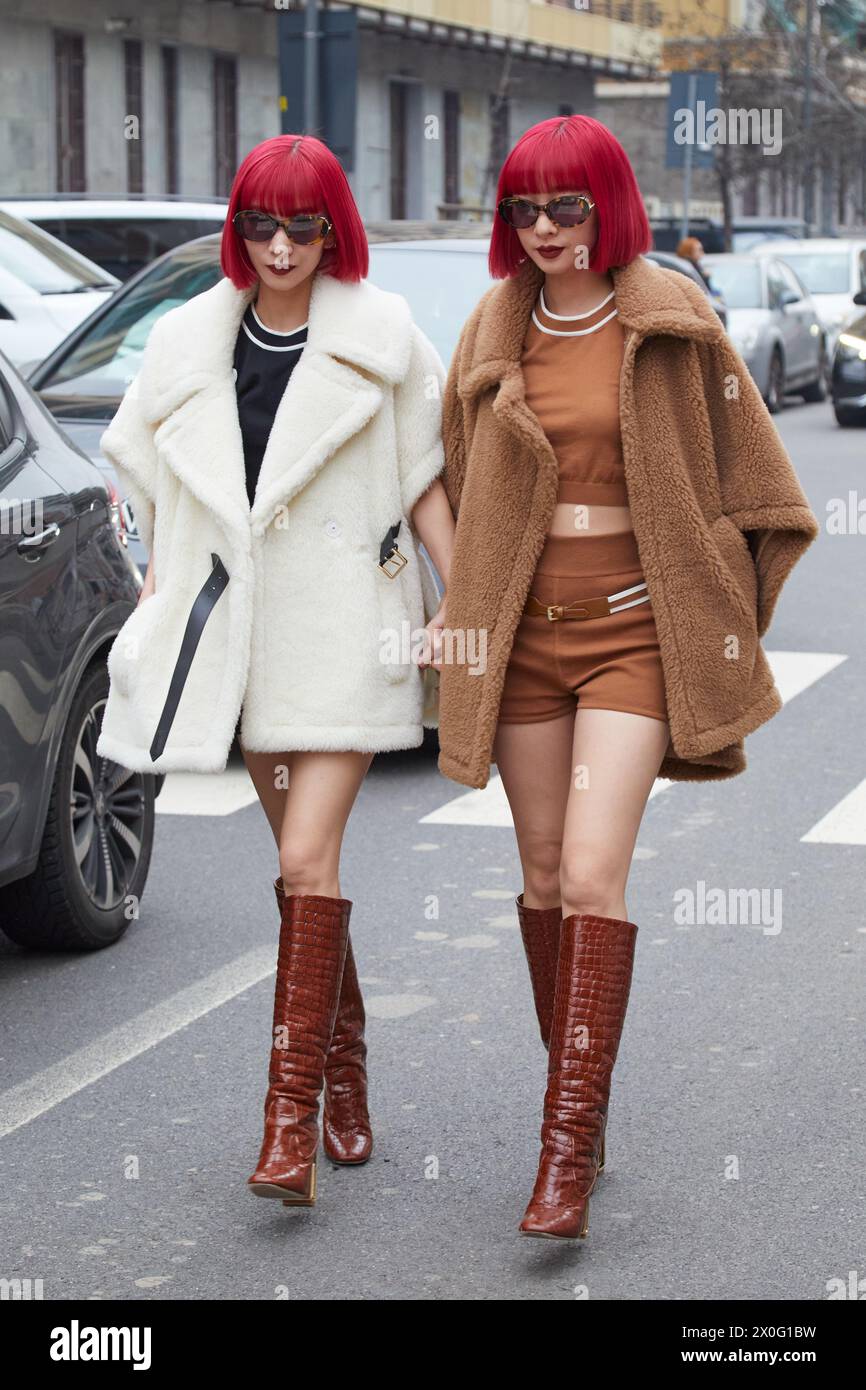 MILAN, ITALY - FEBRUARY 22 , 2024: Amiaya, Ami Suzuki, Aya Suzuki ...