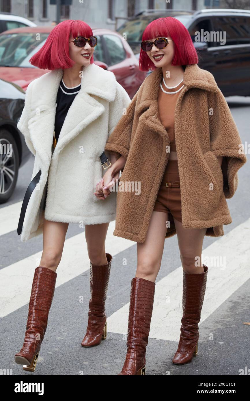 MILAN, ITALY - FEBRUARY 22 , 2024: Amiaya, Ami Suzuki, Aya Suzuki ...