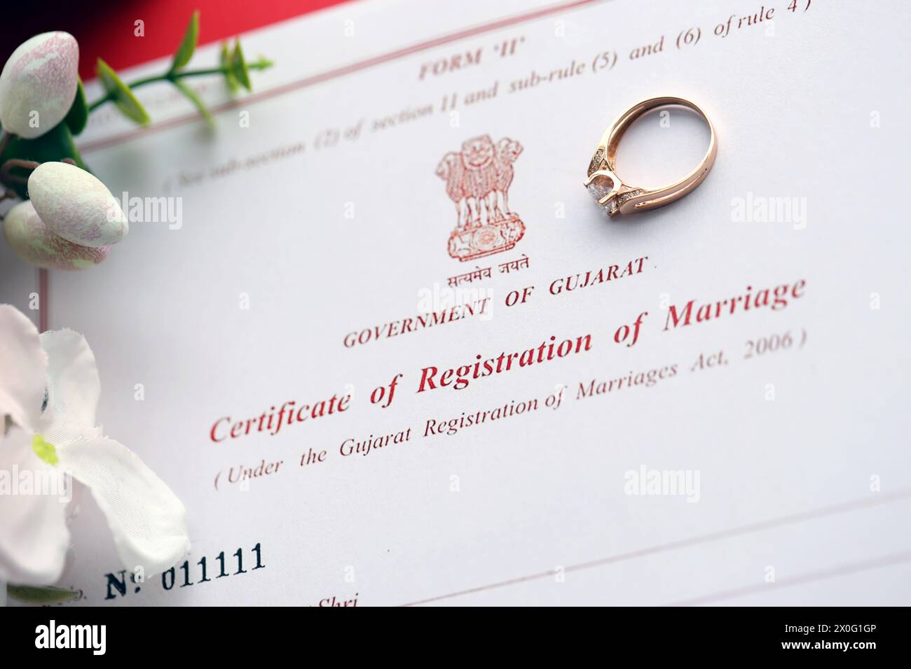 Indian Certificate of registration of marriage blank document and ...