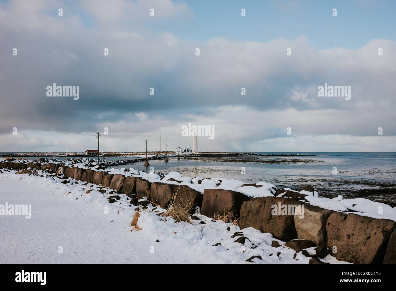Grotta Island Lighthouse in Reykjavik, Iceland Stock Photo - Alamy