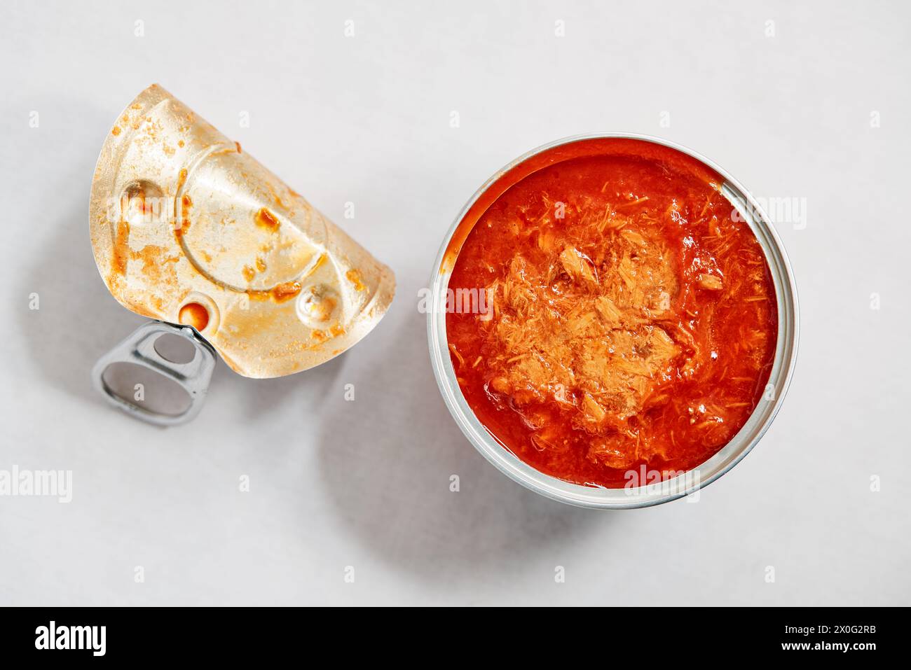 Mackerel in tomato sauce (Danish: "makrel i tomat"), open can Stock ...