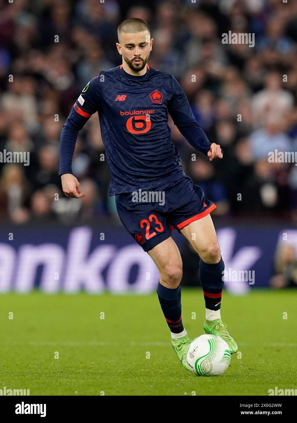 Birmingham, UK. 11th Apr, 2024. Edon Zhegrova of LOSC Lille during the ...
