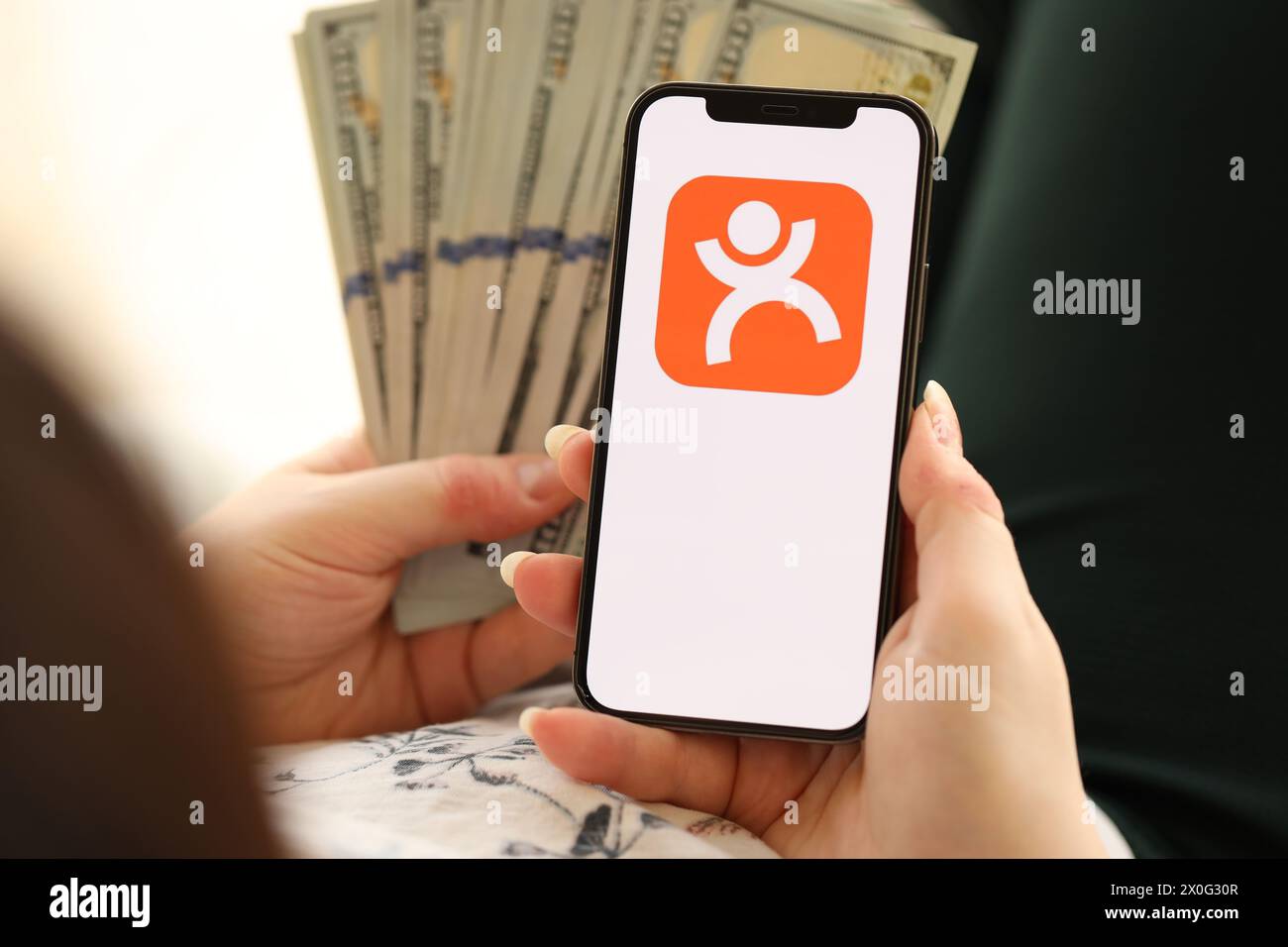 KYIV, UKRAINE - APRIL 1, 2024 Dianping platform icon on smartphone ...