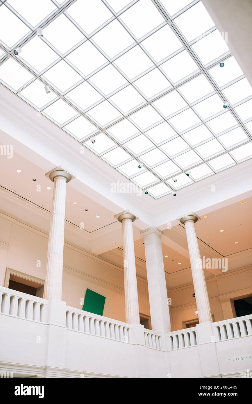 Ethereal Elegance: White Building With Columns and Skylight Stock Photo ...
