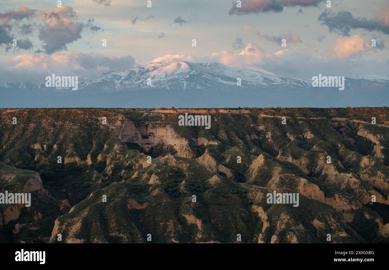 Landscape contrast, desert and high snowy mountains Stock Photo - Alamy