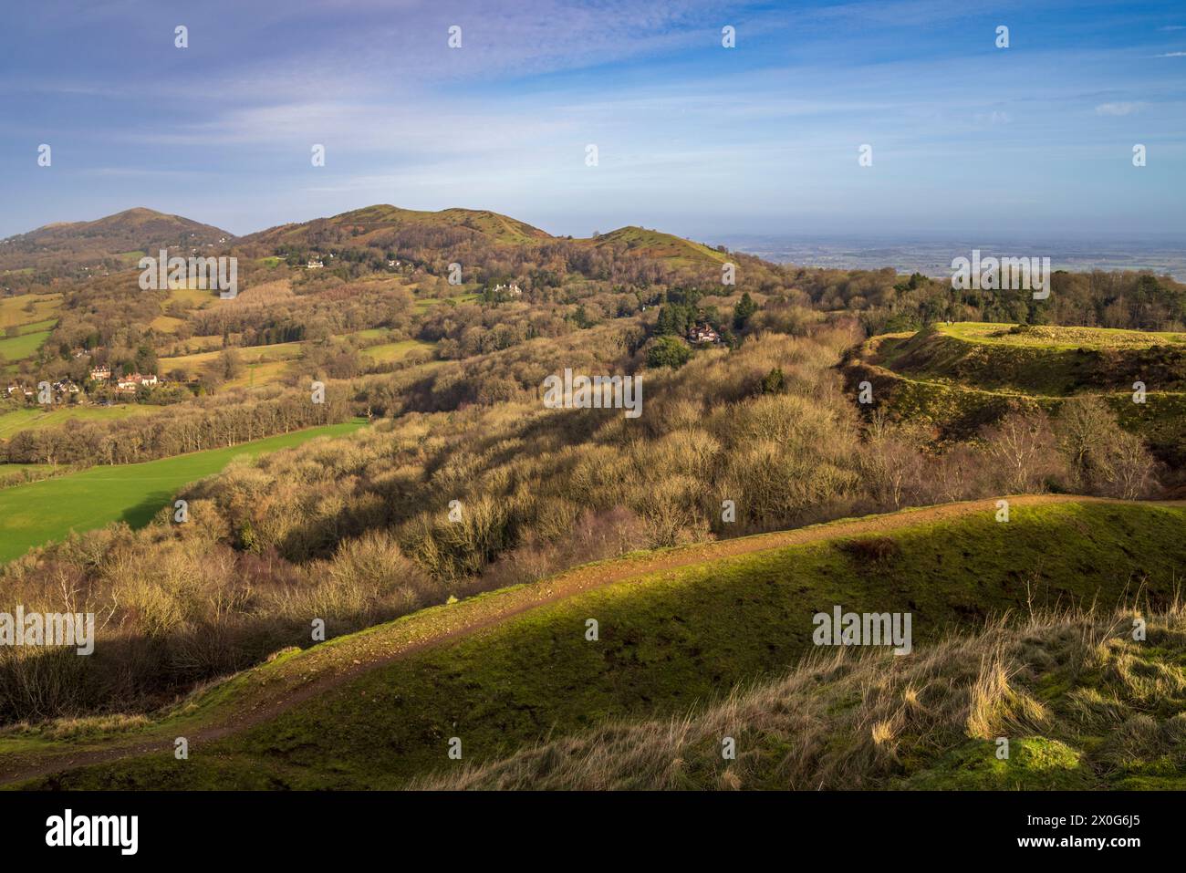 The Malvern Hills from the ramparts of British Camp Iron Age Hillfort ...