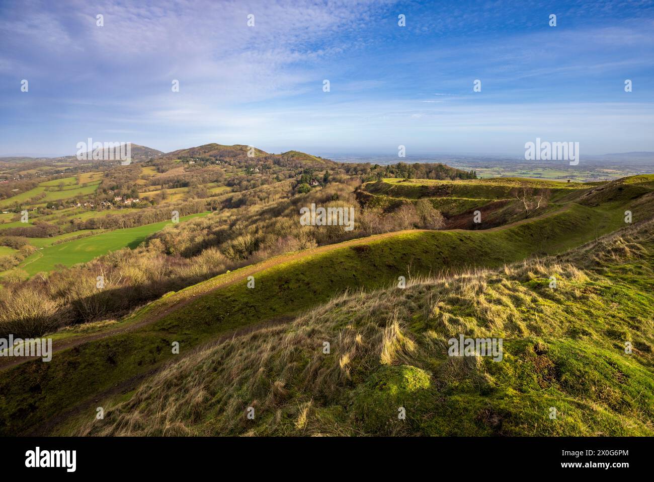 The Malvern Hills from the ramparts of British Camp Iron Age Hillfort ...