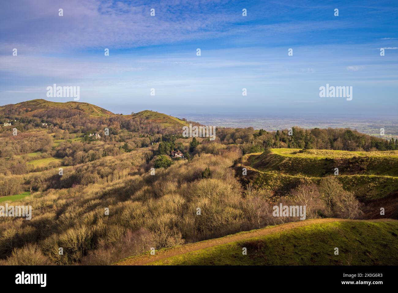 The Malvern Hills from the ramparts of British Camp Iron Age Hillfort ...