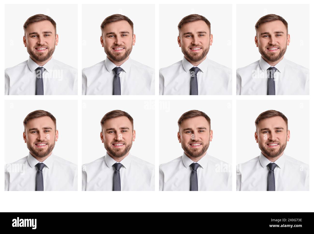 Passport photo, collage. Man on white background, set of photos Stock ...